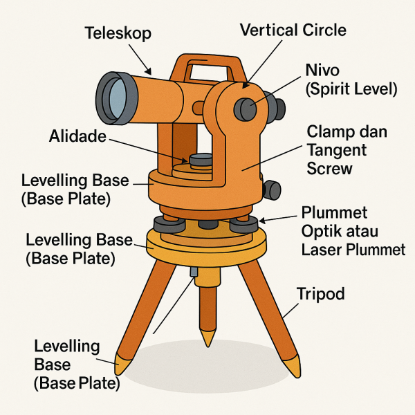 Mengenal Bagian-Bagian Theodolite dan Fungsinya